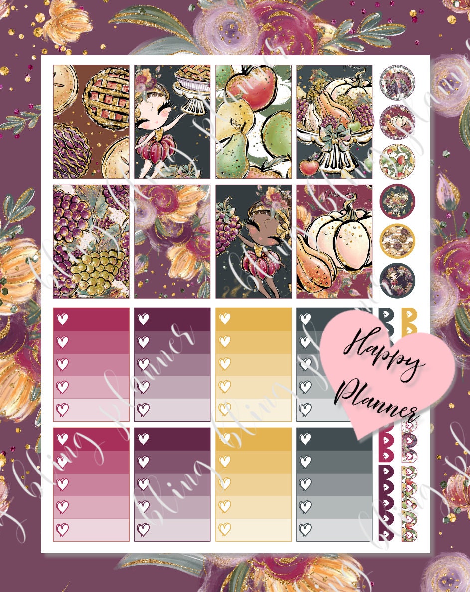 HAPPY PLANNER FALL Planner Sticker Thanksgiving Printable | Etsy