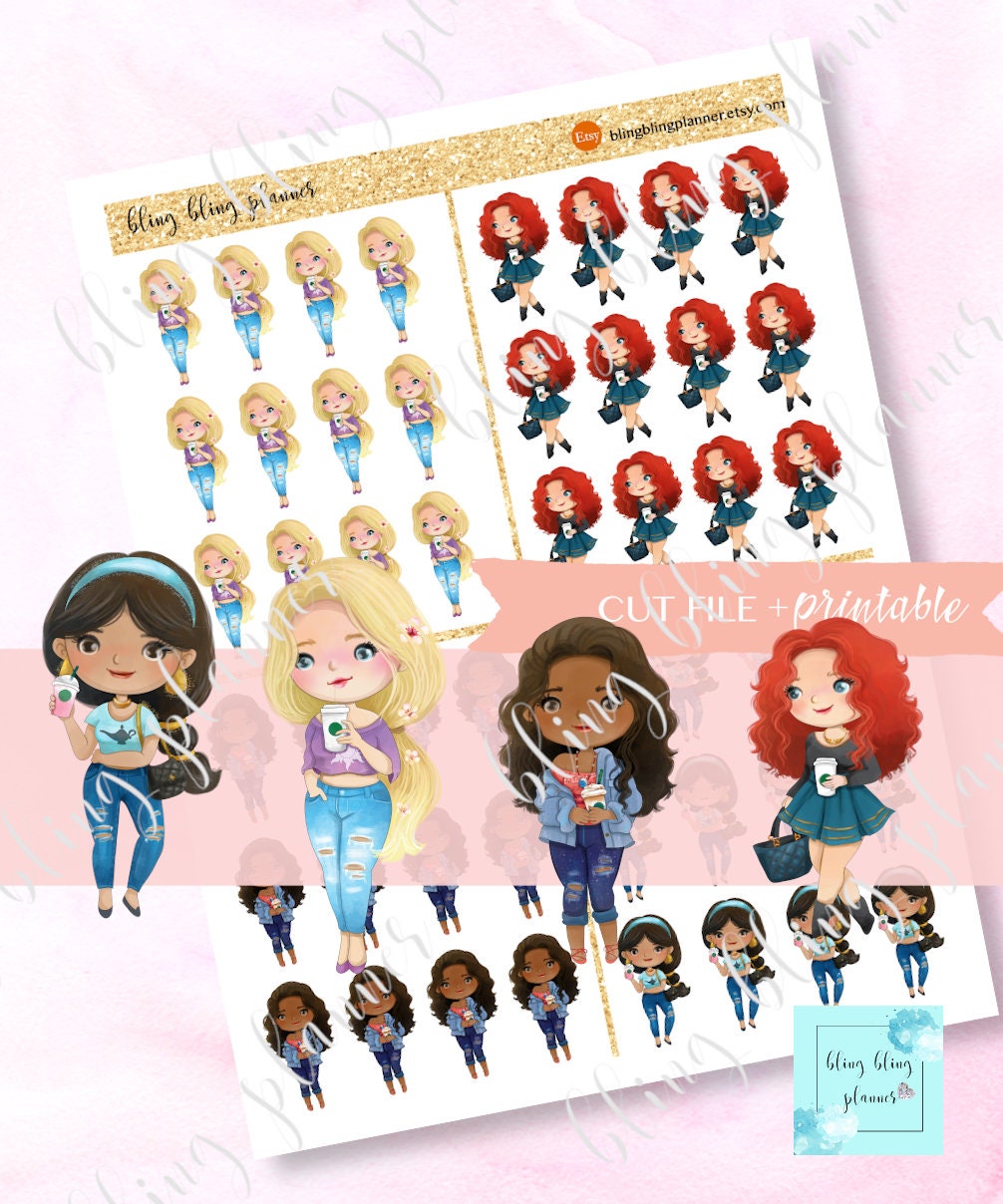 PRINTABLE COFFEE GIRL Stickers Printable Coffee Doll | Etsy