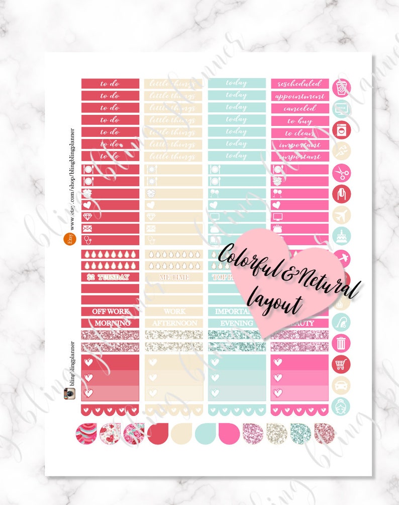 VALENTINES DAY PRINTABLE Planner Stickers February Weekly | Etsy