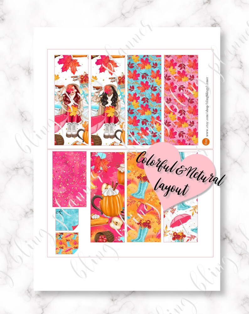 COLORFUL FALL PLANNER Stickers Red Maple Printable Sticker - Etsy