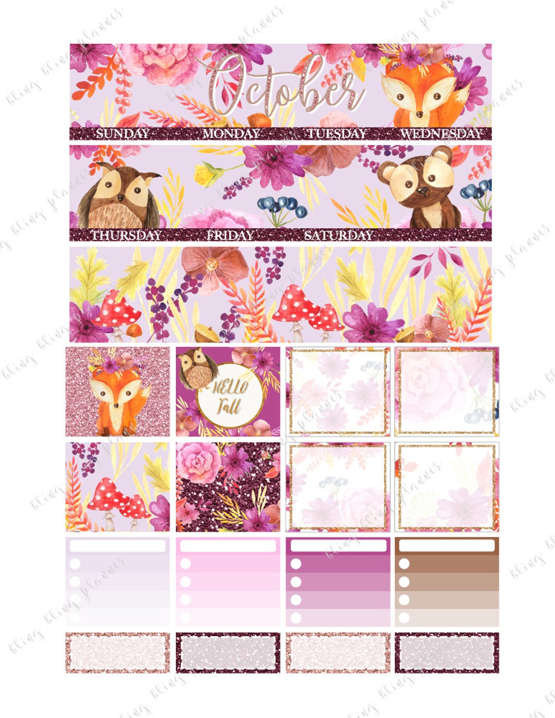 OCTOBER MONTHLY KIT Printable Monthly Planner Kit Fall - Etsy