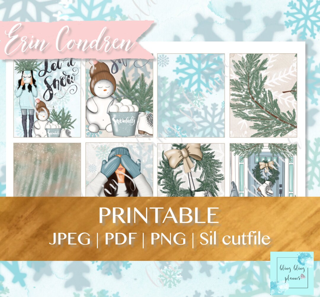 WINTER PRINTABLE PLANNER Stickers, Winter Snow Printable Kit, Winter ...