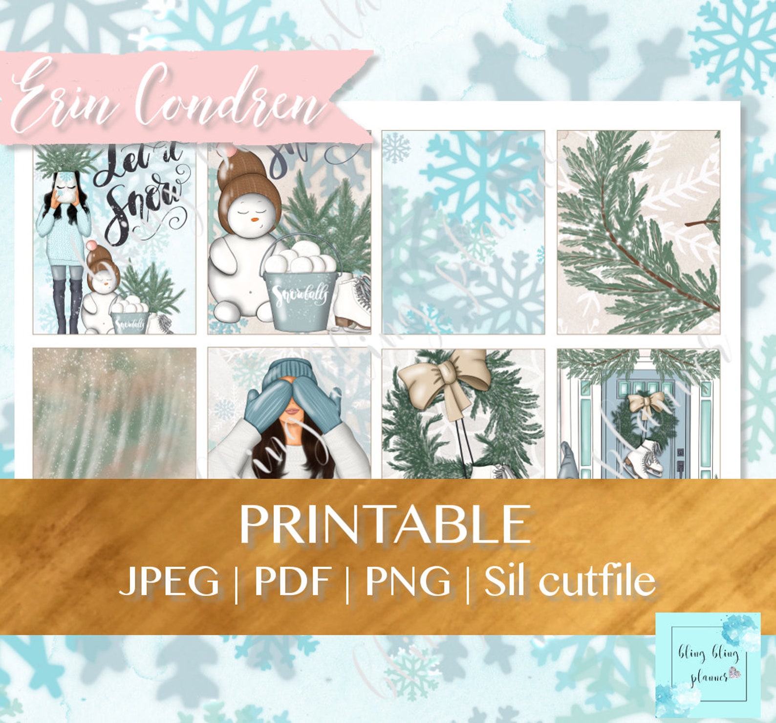 WINTER PRINTABLE PLANNER Stickers Winter Snow Printable Kit - Etsy