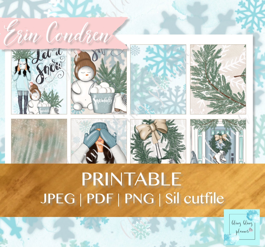 WINTER PRINTABLE PLANNER Stickers Winter Snow Printable Kit - Etsy