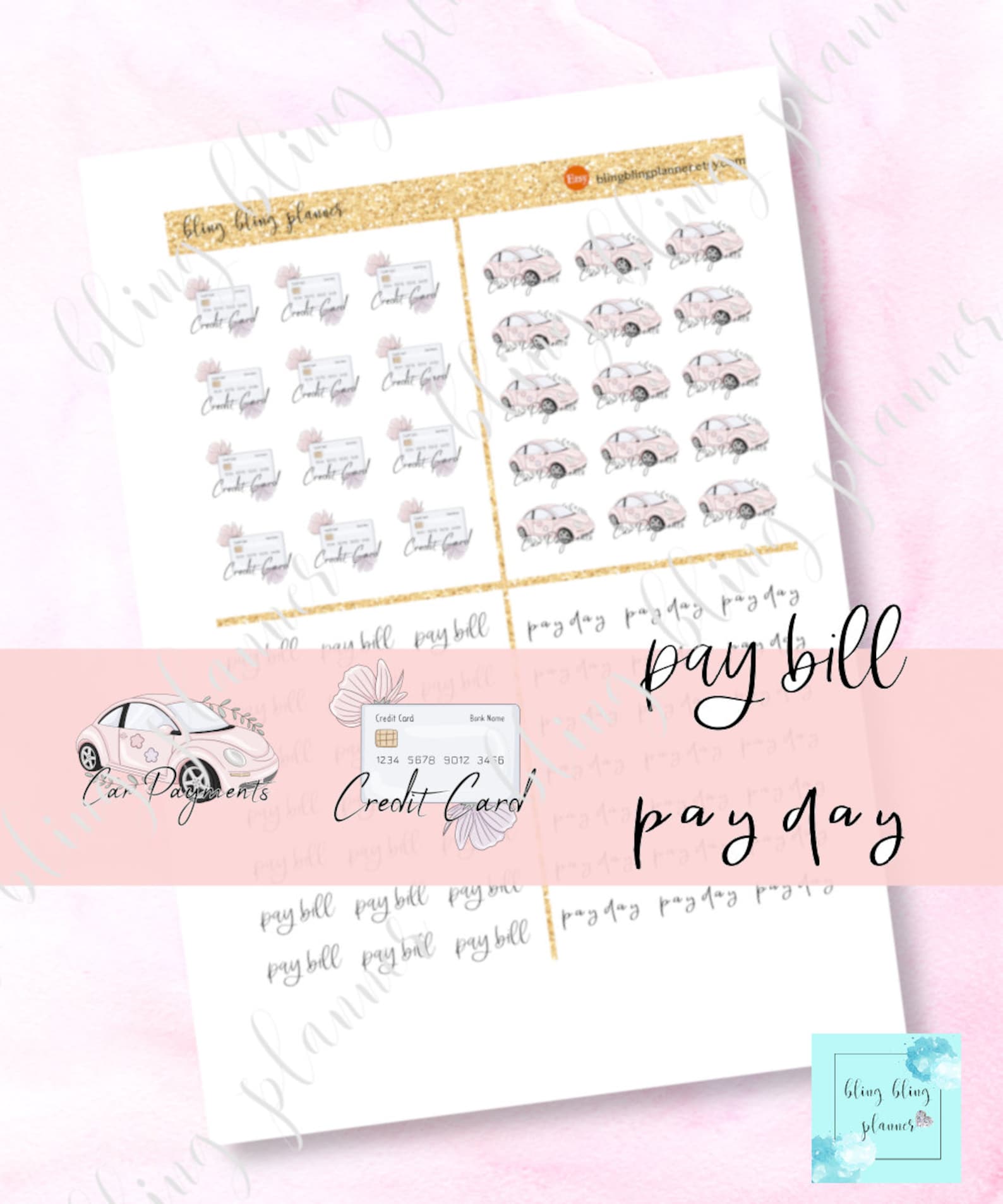 BILLS PRINTABLE Stickers Printable Bills Stickers Water Bill - Etsy