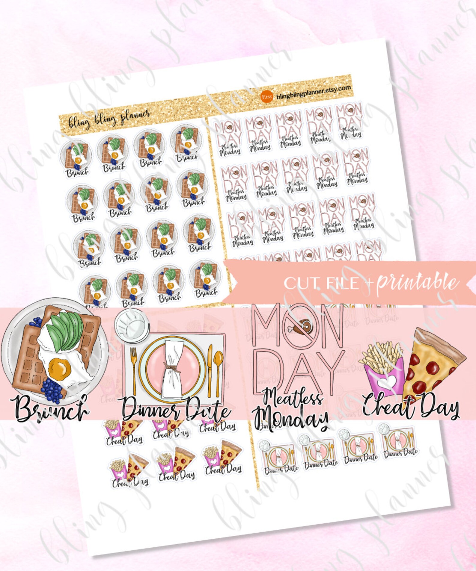 PRINTABLE PLANNER ICON Stickers Printable Food Planner - Etsy