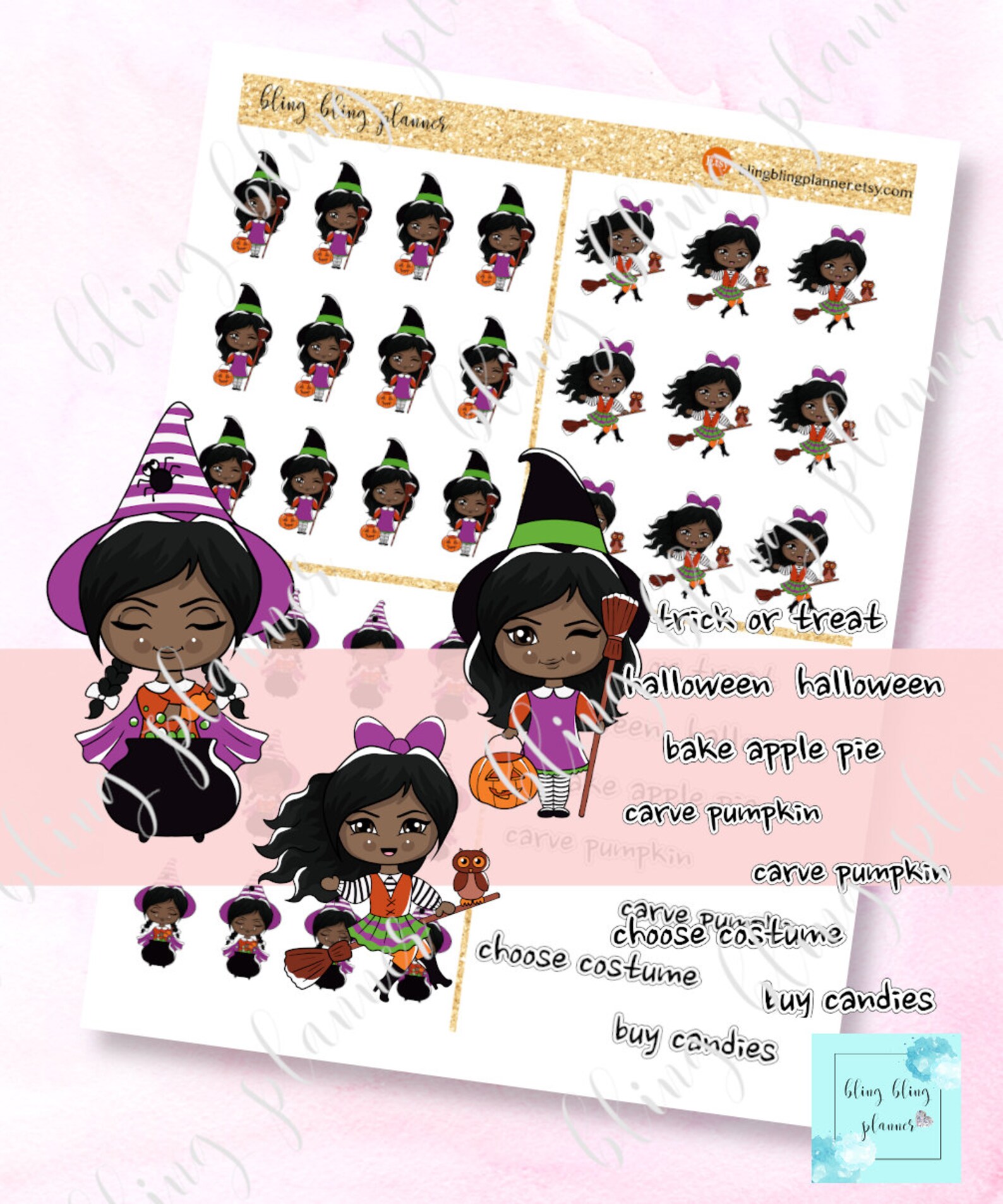 PRINTABLE WITCH PLANNER Stickers, Printable Halloween Stickers, Cute ...