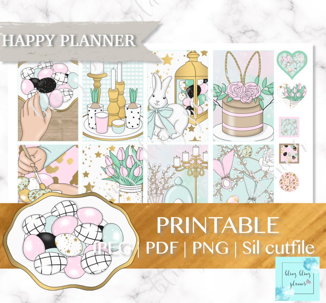 EASTER HAPPY PLANNER Stickers, Printable Happy Planner Kit, Easter ...