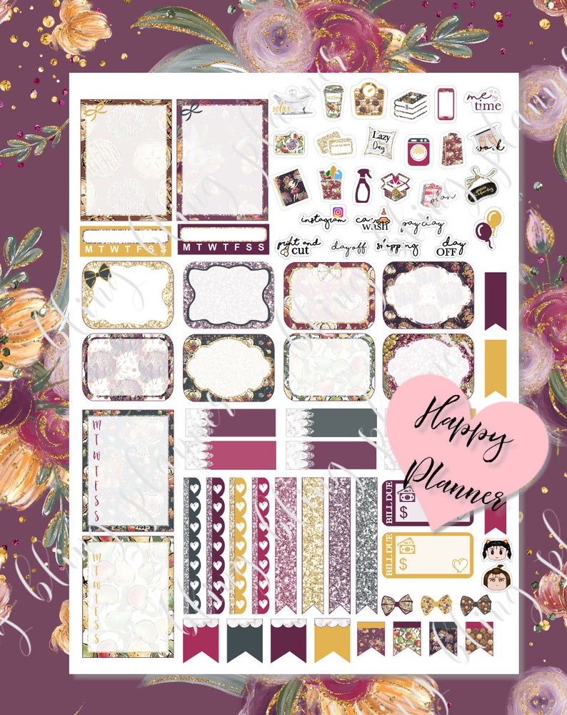 HAPPY PLANNER FALL Planner Sticker Thanksgiving Printable | Etsy
