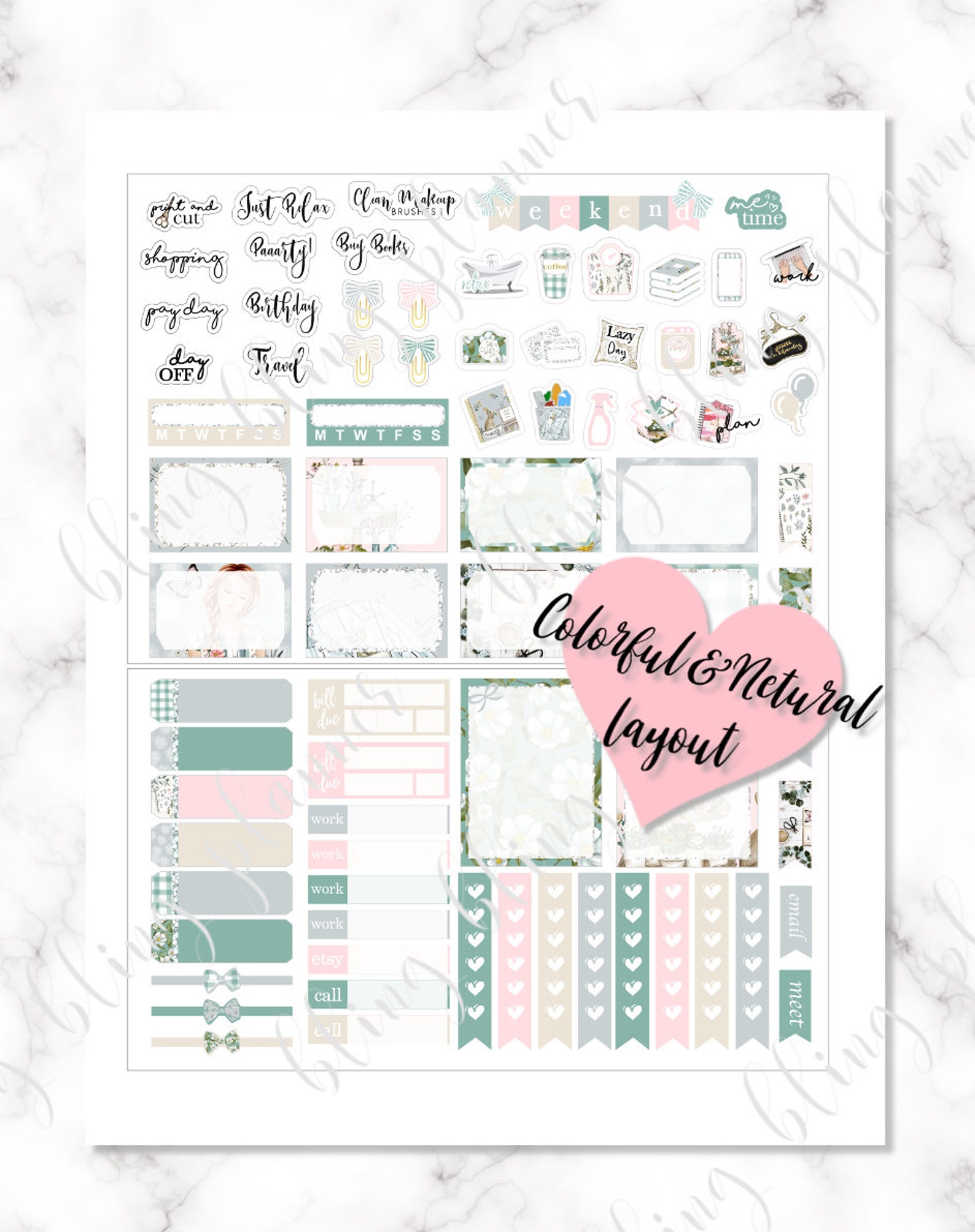 SPRING PRINTABLE PLANNER Stickers Spring Girl Planner Kit - Etsy