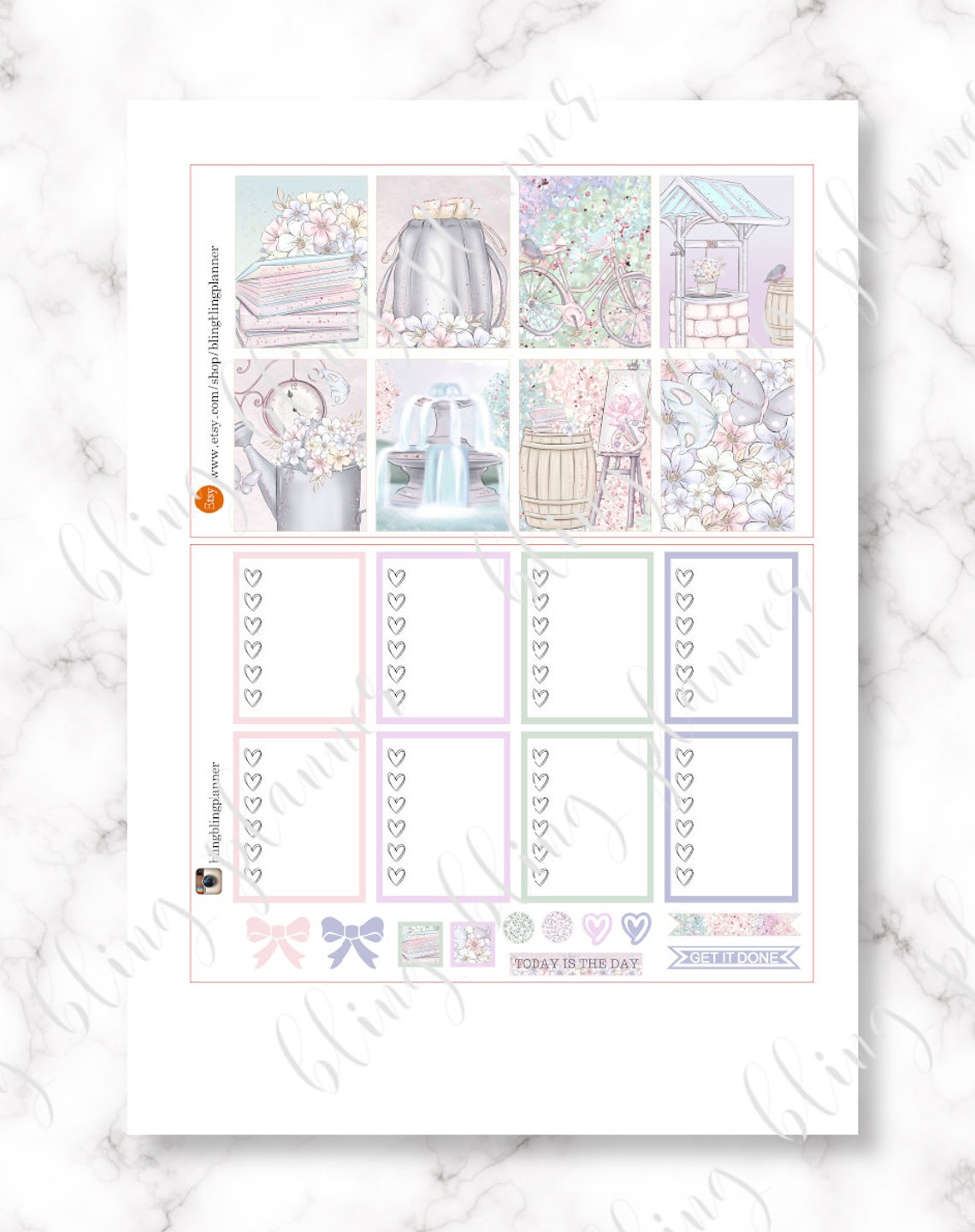 SPRING PRINTABLE PLANNER Stickers Spring Girl Planner Kit - Etsy