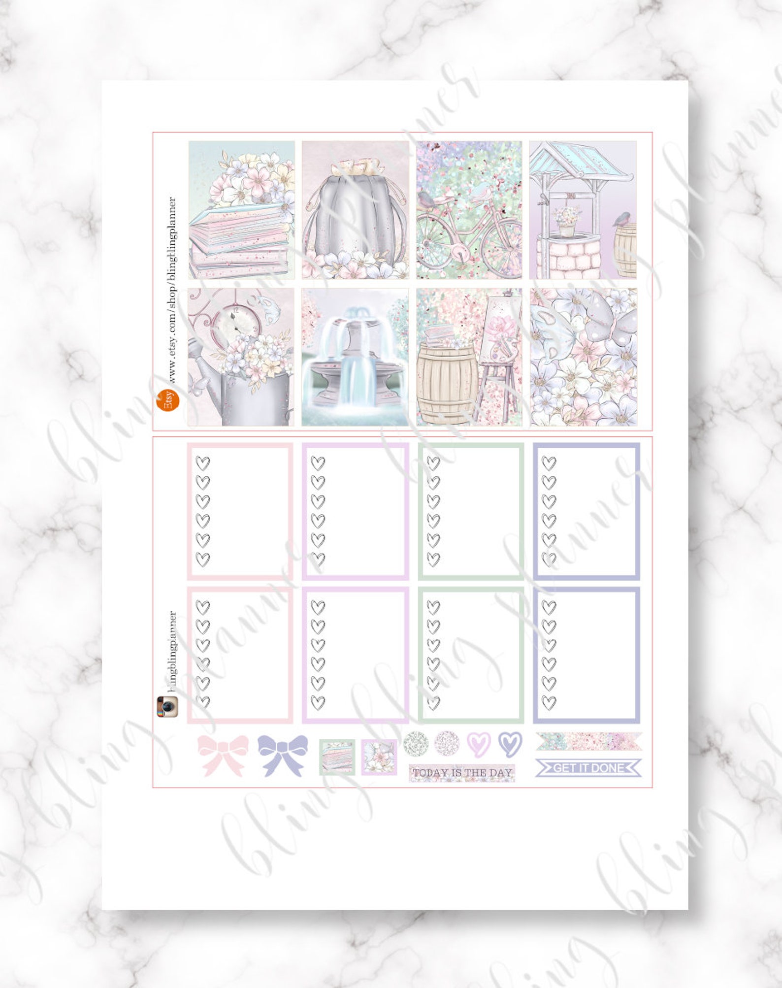 SPRING PRINTABLE PLANNER Stickers Spring Girl Planner Kit - Etsy