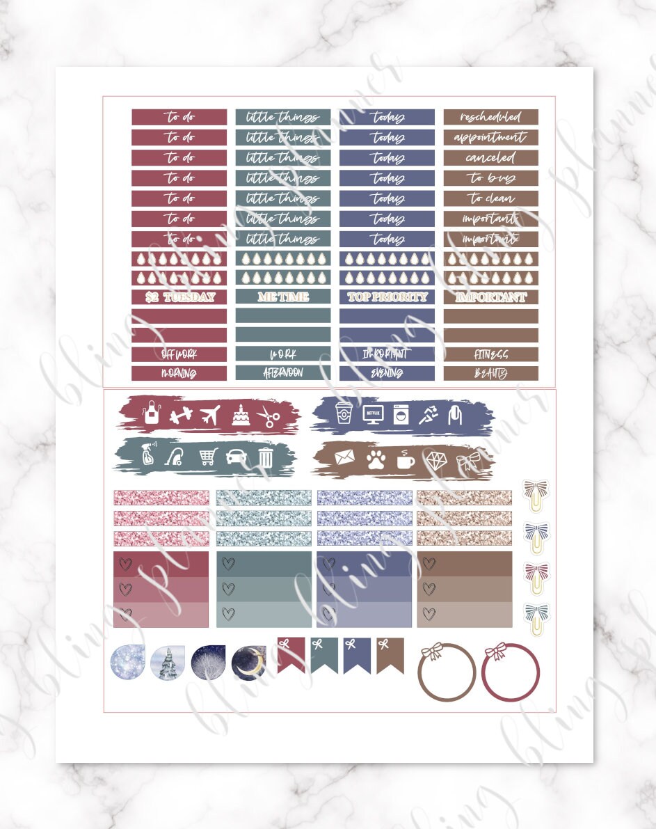 WINTER PRINTABLE PLANNER Stickers Snow Printable Stickers - Etsy