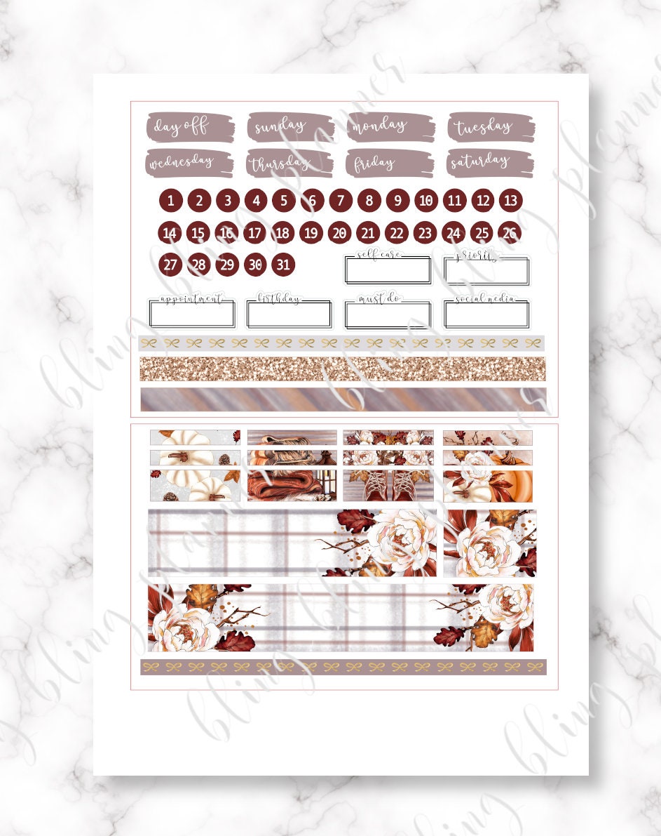 PUMPKIN PLANNER Stickers, Printable Planner Stickers, Fall Reading ...