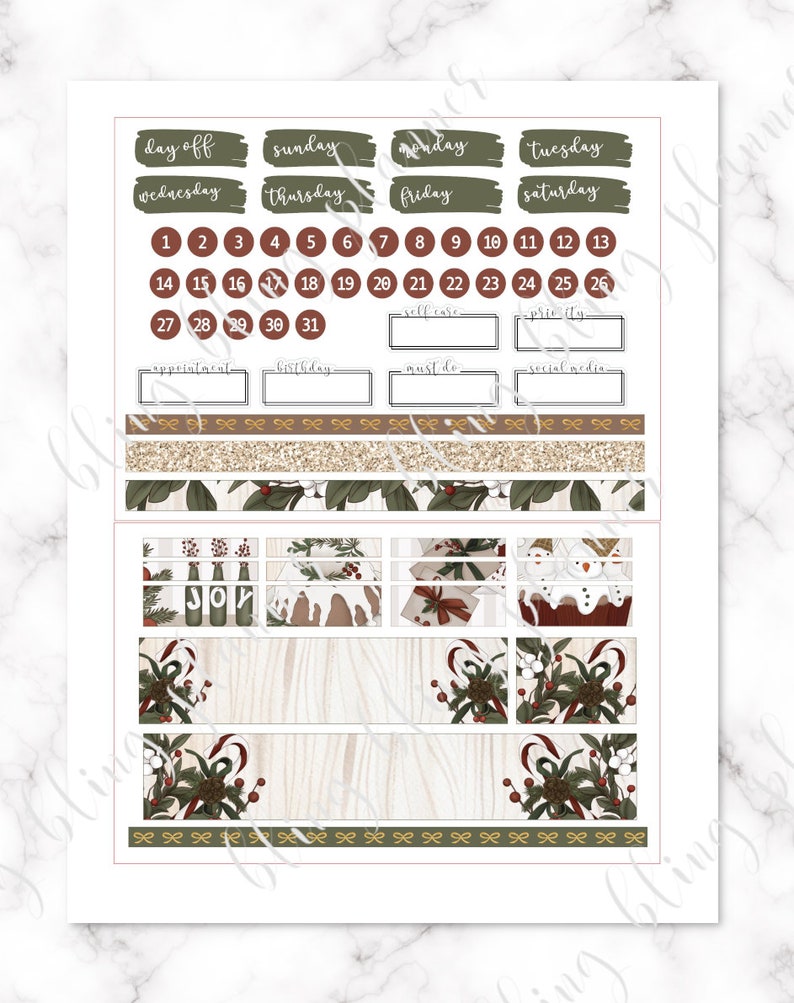 HOLIDAY PRINTABLE PLANNER Stickers Winter Printable Stickers - Etsy