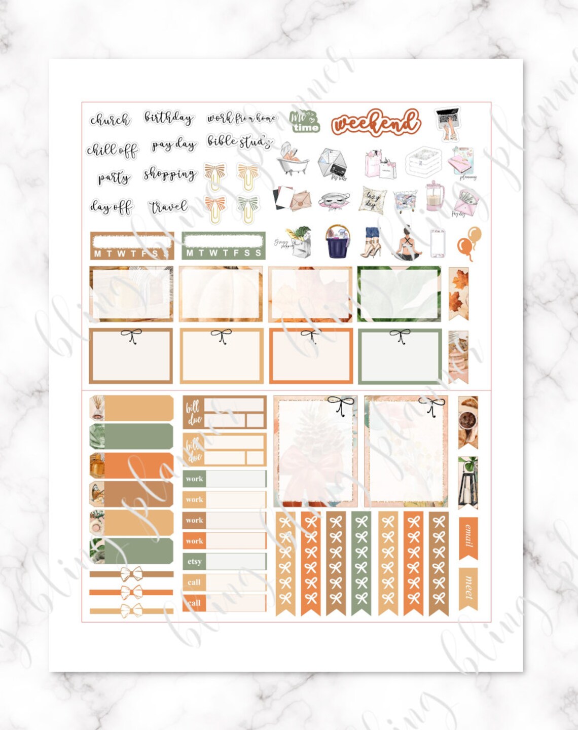 FALL PRINTABLE PLANNER Sticker Printable Planner Sticker - Etsy