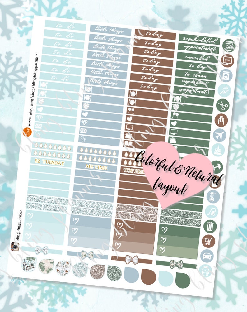 WINTER PRINTABLE PLANNER Stickers, Winter Snow Printable Kit, Winter ...