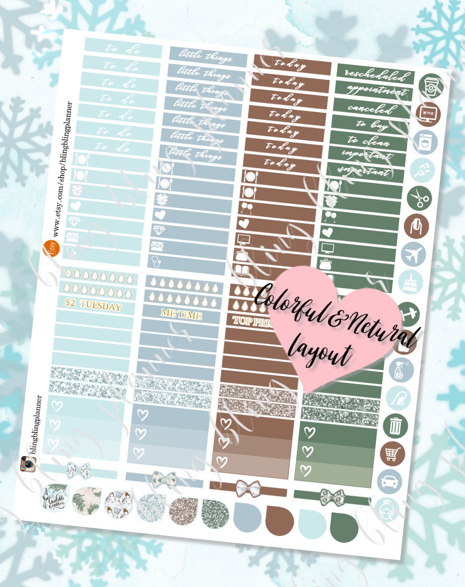 WINTER PRINTABLE PLANNER Stickers Winter Snow Printable Kit - Etsy