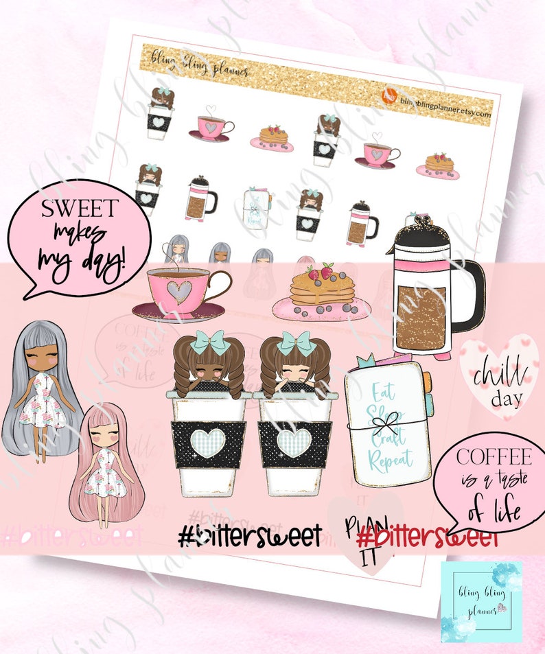 PRINTABLE COFFEE GIRL Stickers, Printable Coffee Doll Stickers ...