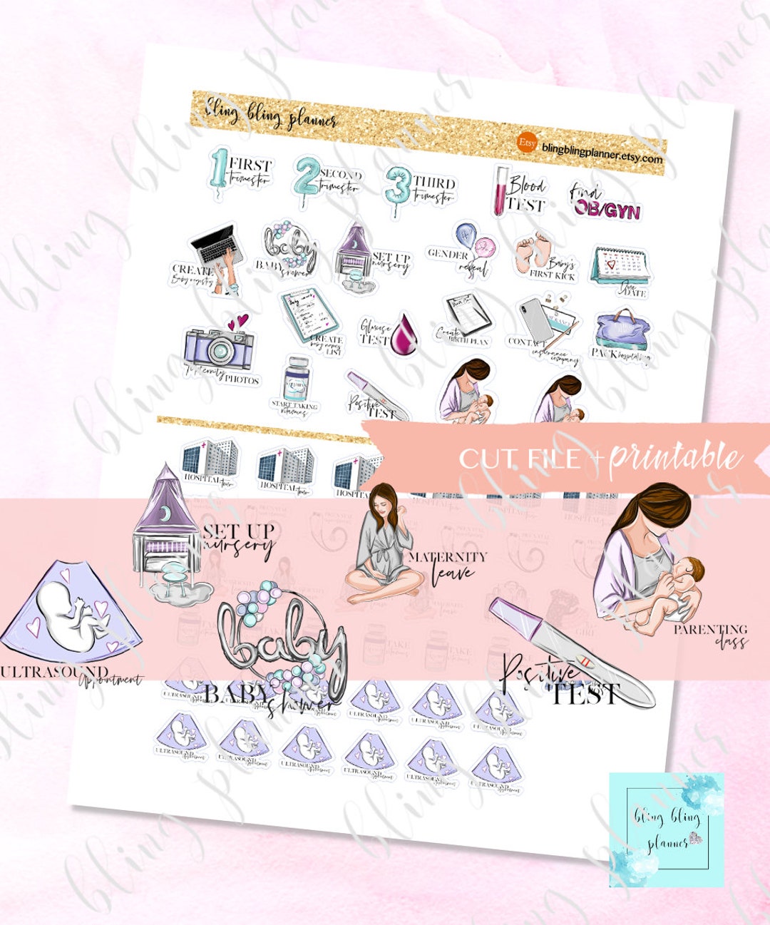 PREGNANCY PLANNER STICKERS, Pregnancy Planning Printable Sticker, Mom ...