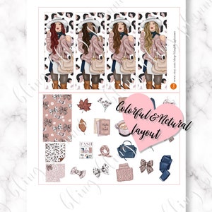FALL PRINTABLE Planner Stickers, Fall Planner Girl Stickers, Fashion ...
