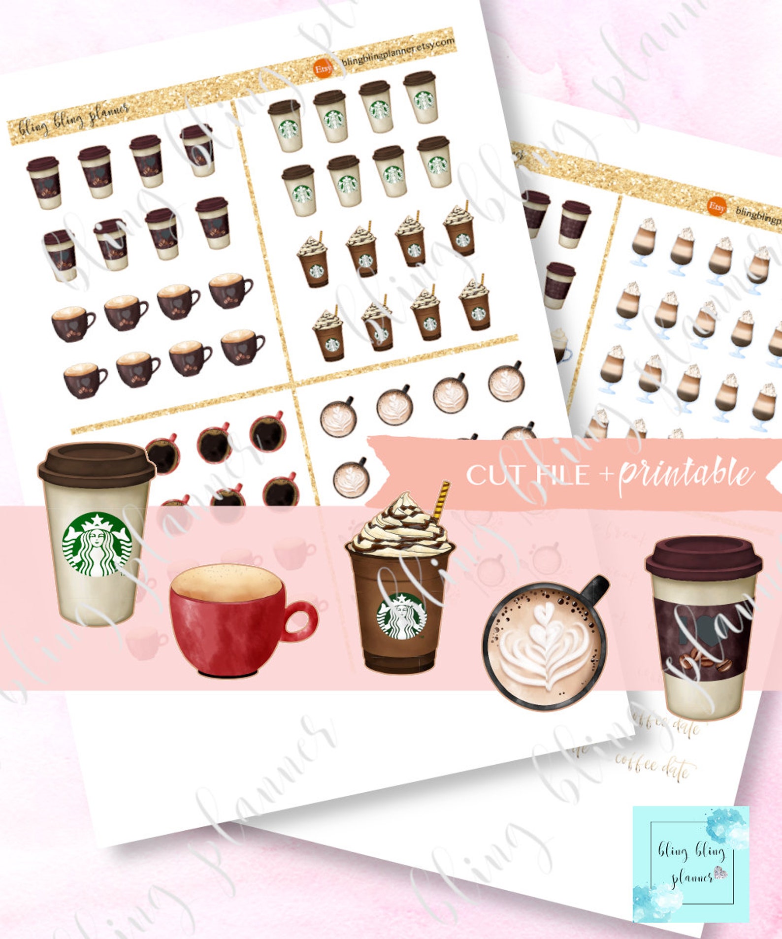 PRINTABLE COFFEE Stickers Printable Hot Coffee Sticker - Etsy