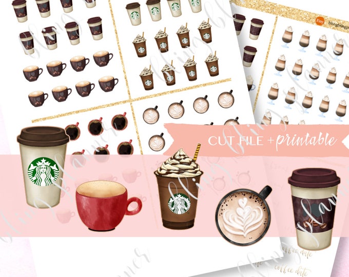 PRINTABLE COFFEE Stickers Printable Hot Coffee Sticker - Etsy