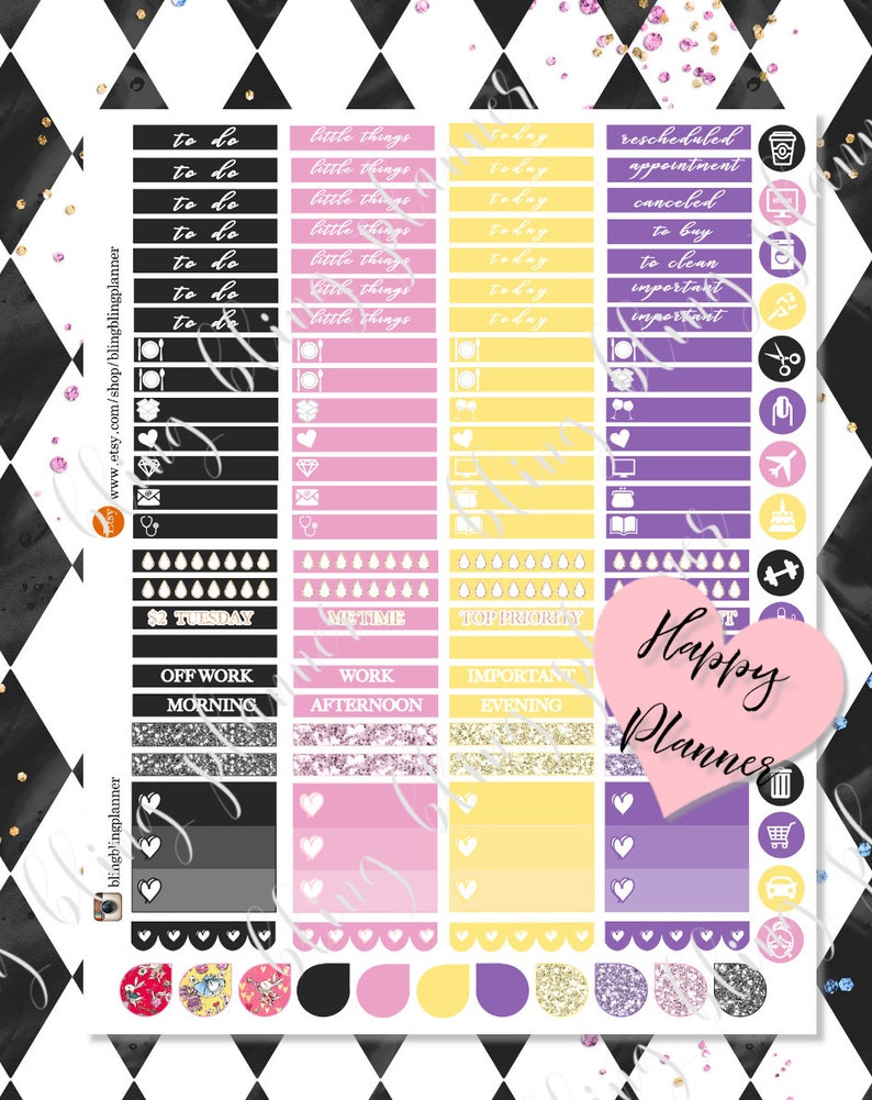ALICE in WONDERLAND Happy Plannerstickers, Happy Planner Printable ...