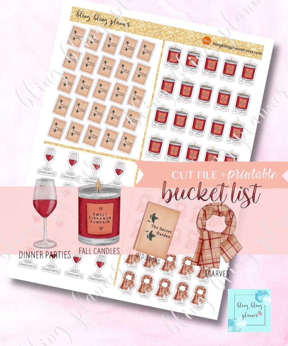 FALL BUCKET LIST Stickers Printable Fall Bucket Stickers | Etsy