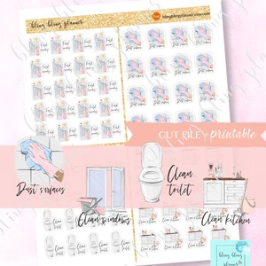 CLEANING PLANNER Stickers, Printable Household Stickers, Change Towel ...