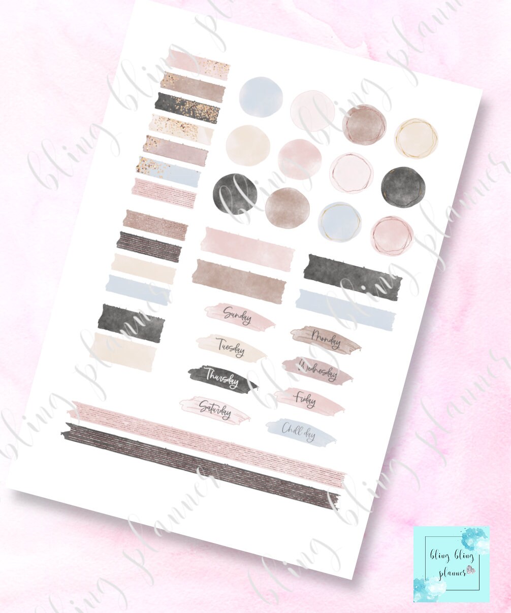 MINIMALISTIC PRINTABLE Planner Stickers Watercolor Printable - Etsy