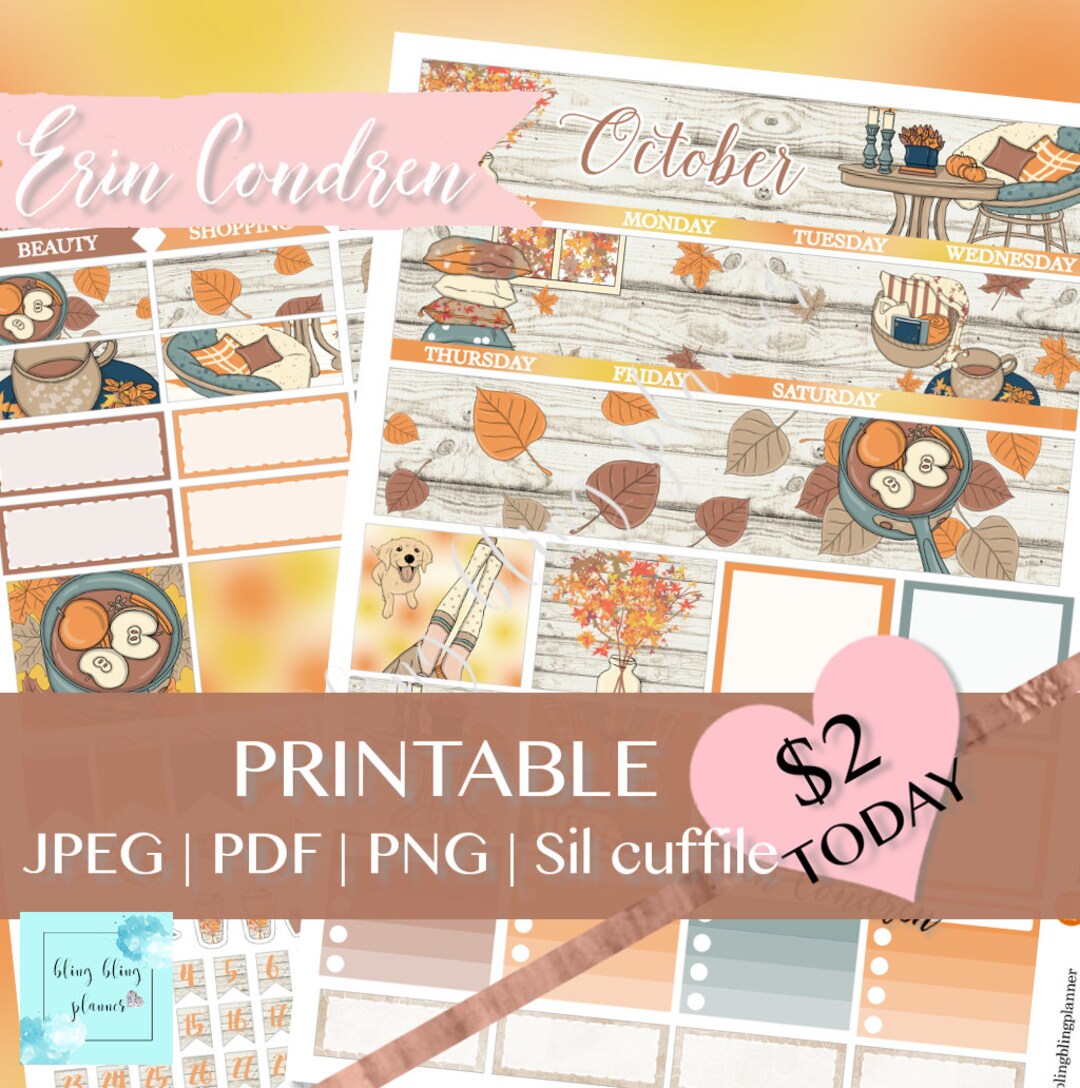 OCTOBER MONTHLY KIT Printable, Monthly Printable Planner Kit, Fall ...