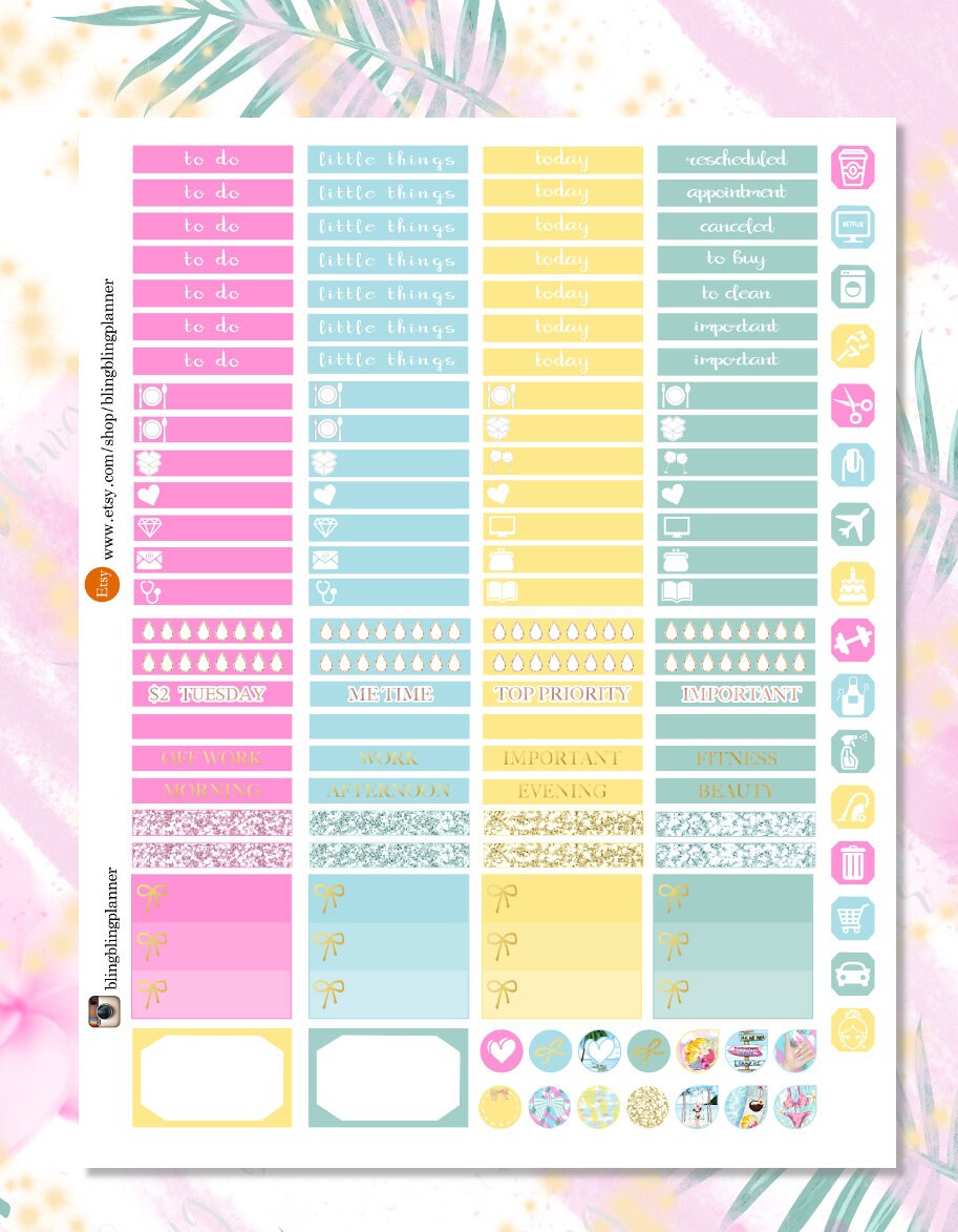 HAPPY PLANNER PRINTABLE Beach Happy Planner Stickers - Etsy