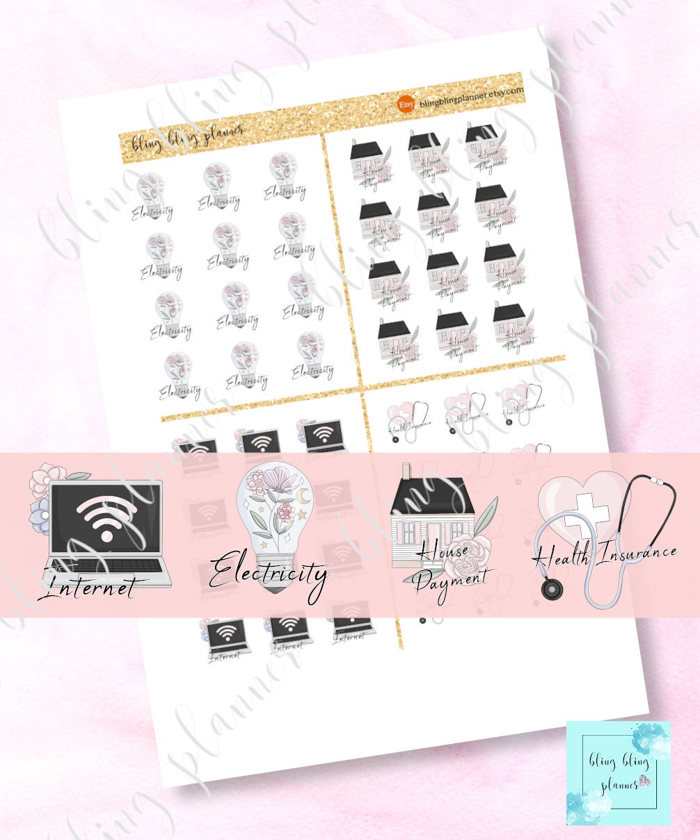 BILLS PRINTABLE Stickers Printable Bills Stickers Water Bill - Etsy