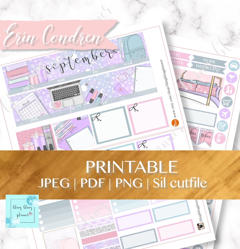 SEPTEMBER MONTHLY VIEW Back to School Printable Stickers | Etsy