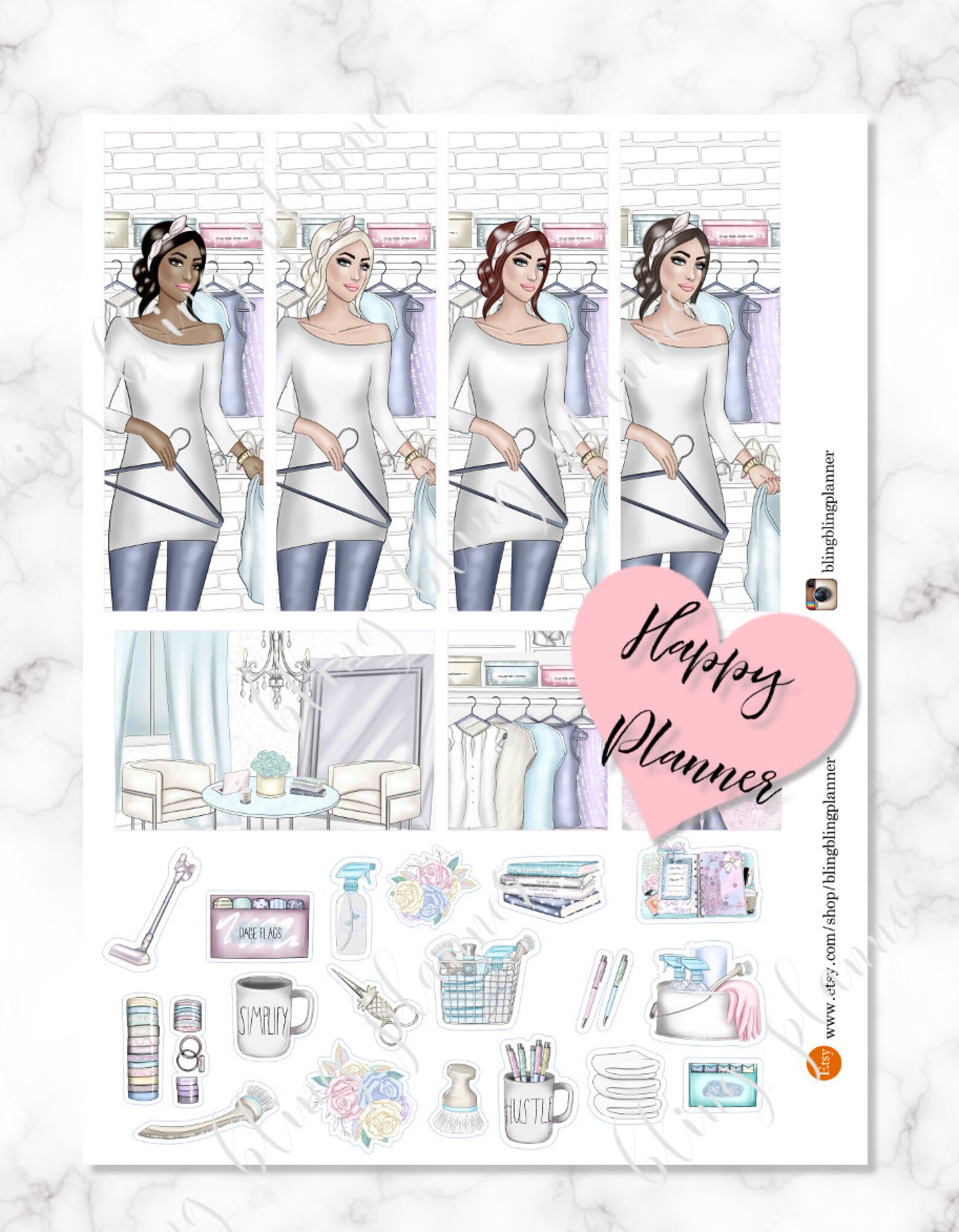 TIDY UP HAPPY Planner Stickers, Happy Planner Printable, House Cleaning ...