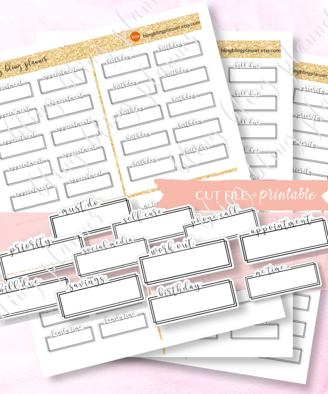 FOIL READY Quarter Box Printable Sticker, Important Sticker, Me Time ...