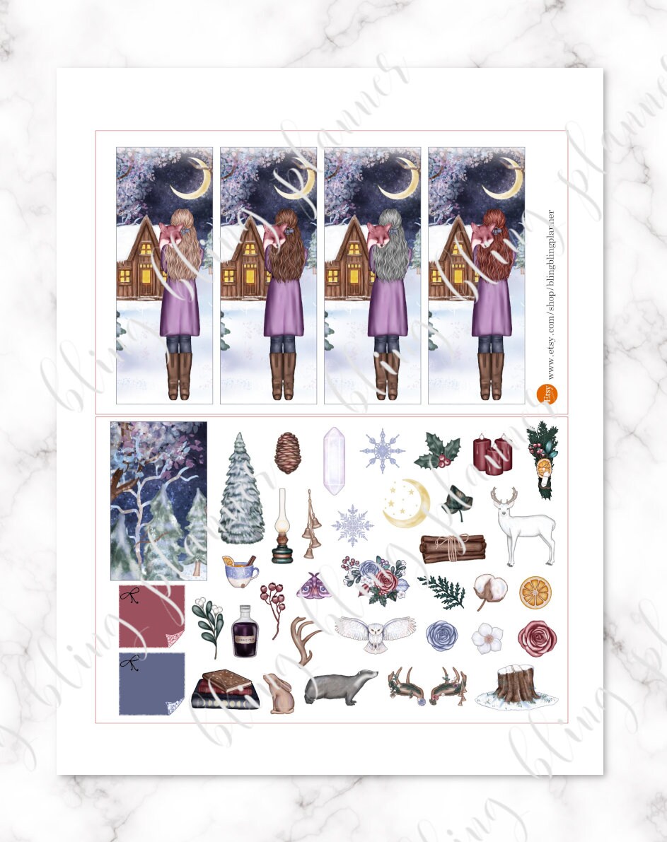 WINTER PRINTABLE PLANNER Stickers Snow Printable Stickers - Etsy