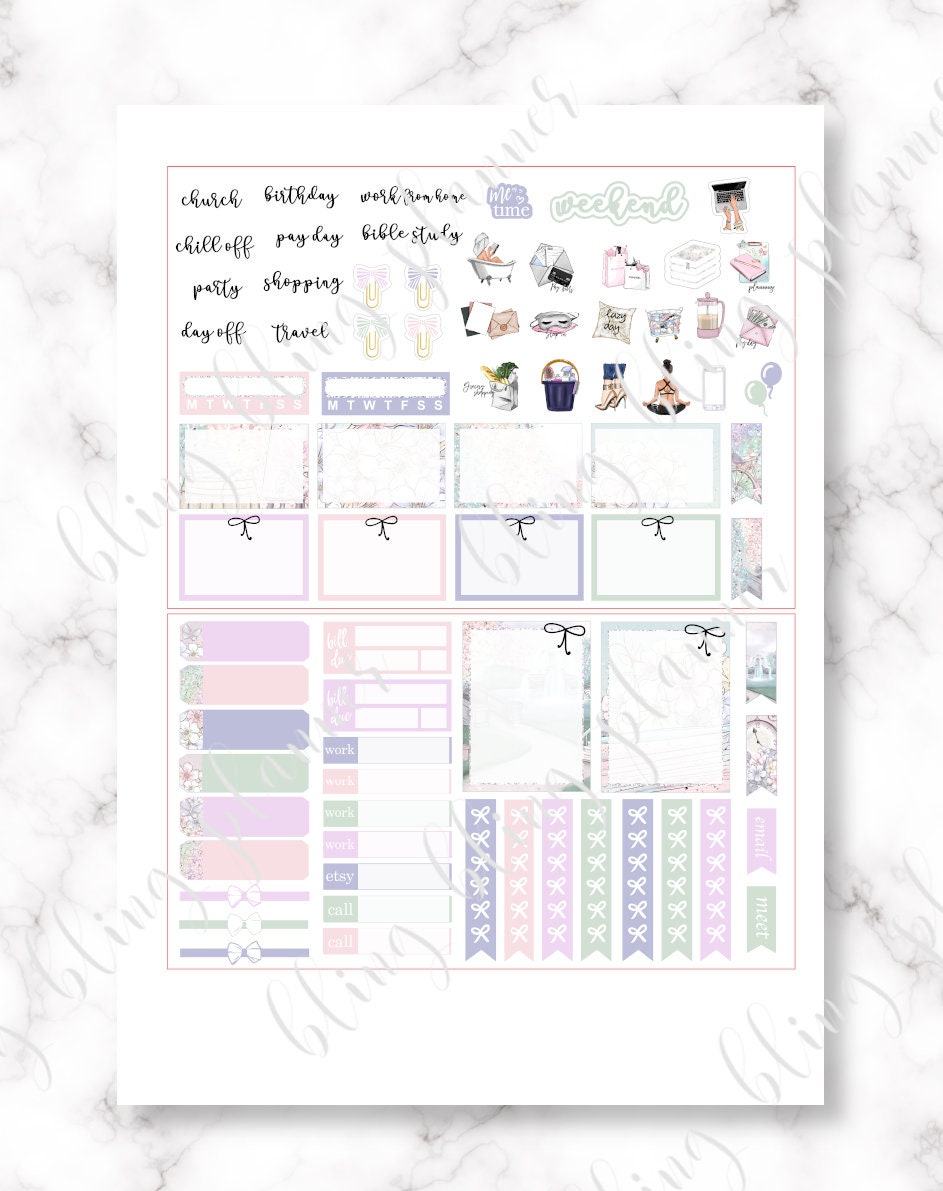 SPRING PRINTABLE PLANNER Stickers Spring Girl Planner Kit - Etsy