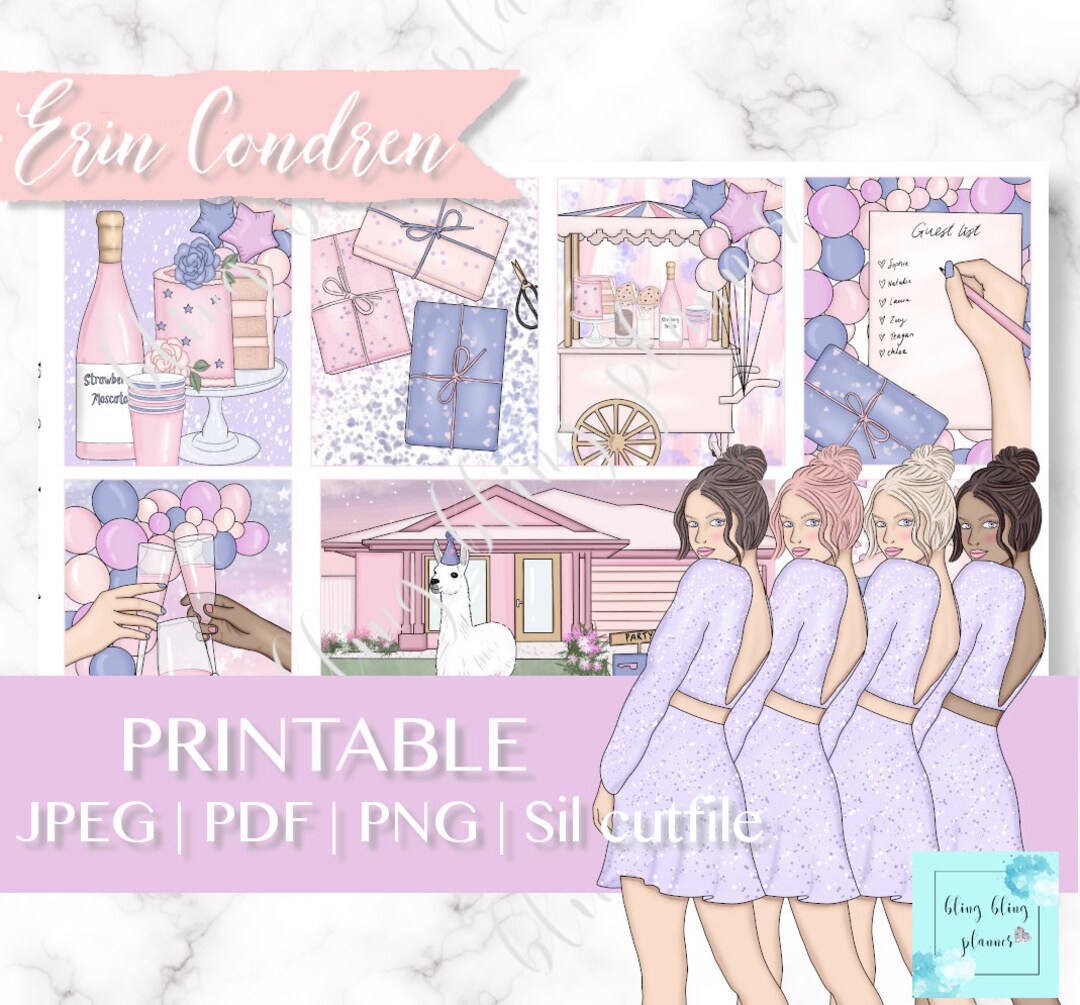 BIRTHDAY PRINTABLE Planner STICKERS, Printable Planner Stickers ...