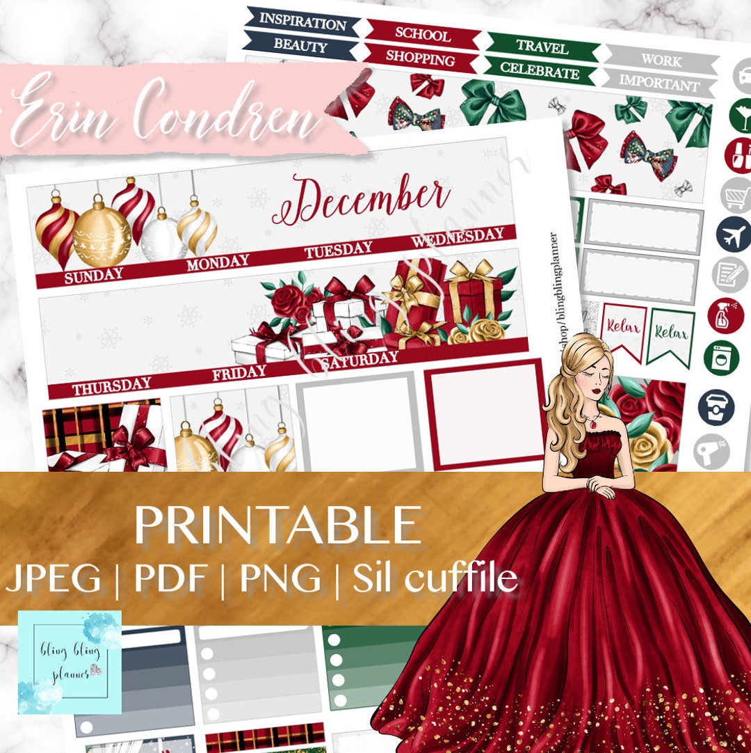 DECEMBER MONTHLY PRINTABLE, December Monthly View Stickers, Printable ...