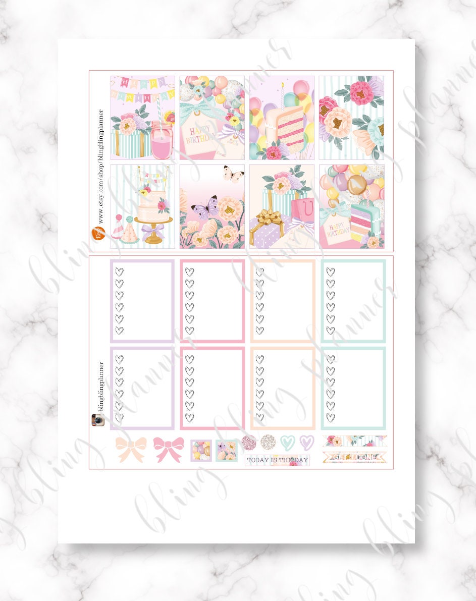 BIRTHDAY PRINTABLE Planner STICKERS Printable Planner - Etsy