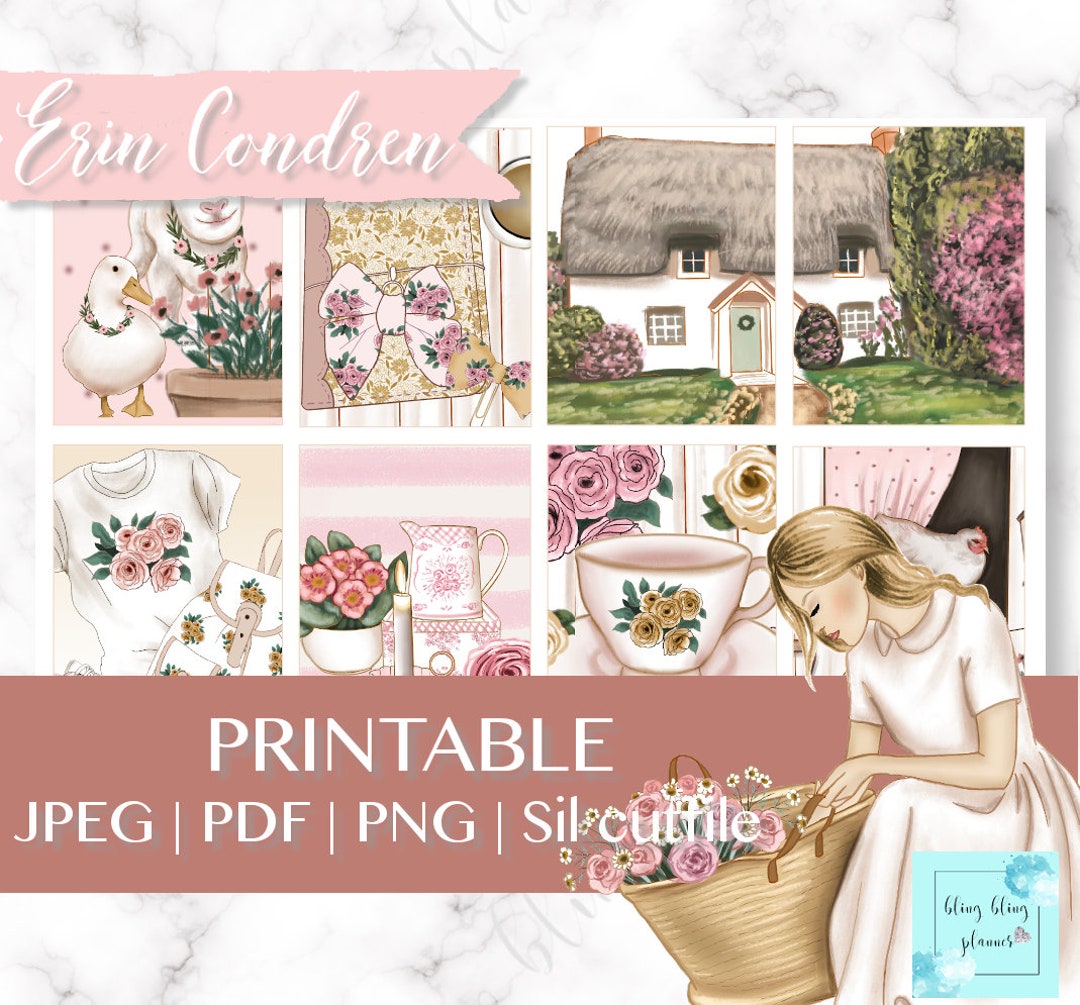 FARM HOUSE Planner STICKERS, Spring Printable Sticker, Spring Farm ...