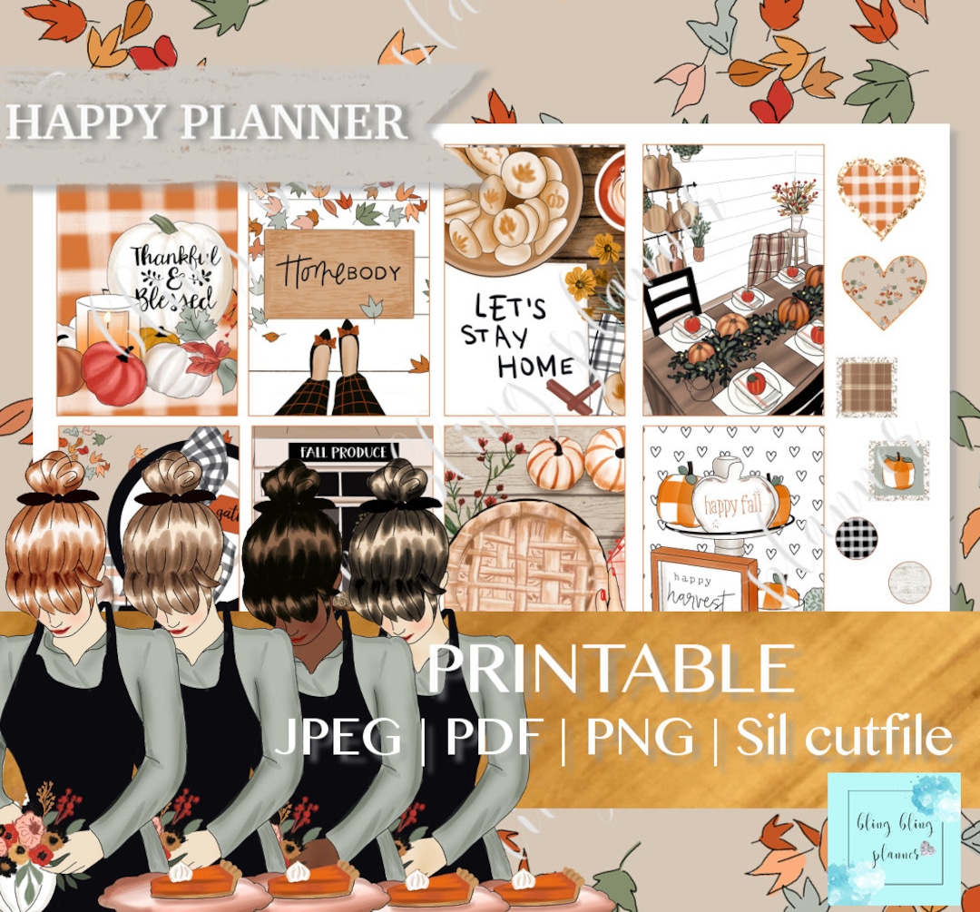THANKSGIVING HAPPY Planner STICKERS, Thanksgiving Printable Planner ...