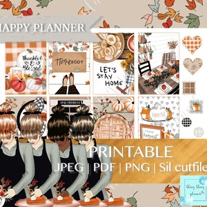THANKSGIVING HAPPY Planner STICKERS, Thanksgiving Printable Planner ...