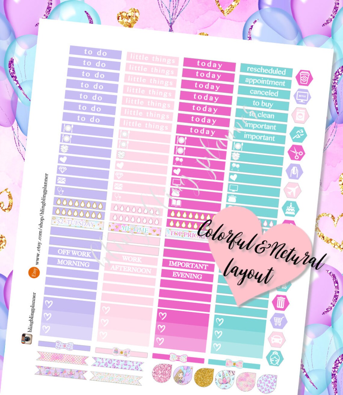 BIRTHDAY PRINTABLE Planner STICKERS, Printable Planner Stickers ...