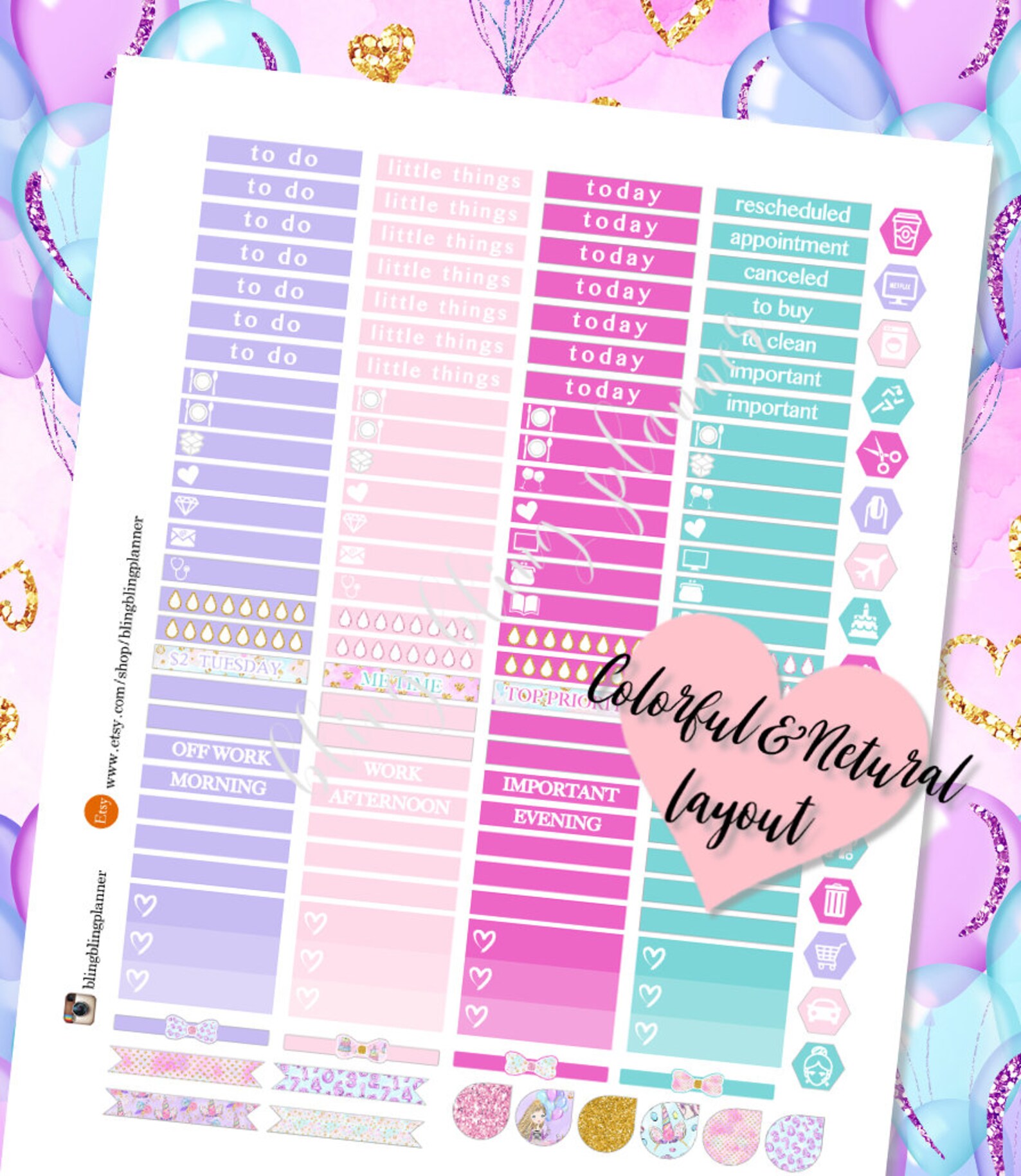 BIRTHDAY PRINTABLE Planner STICKERS, Printable Planner Stickers ...