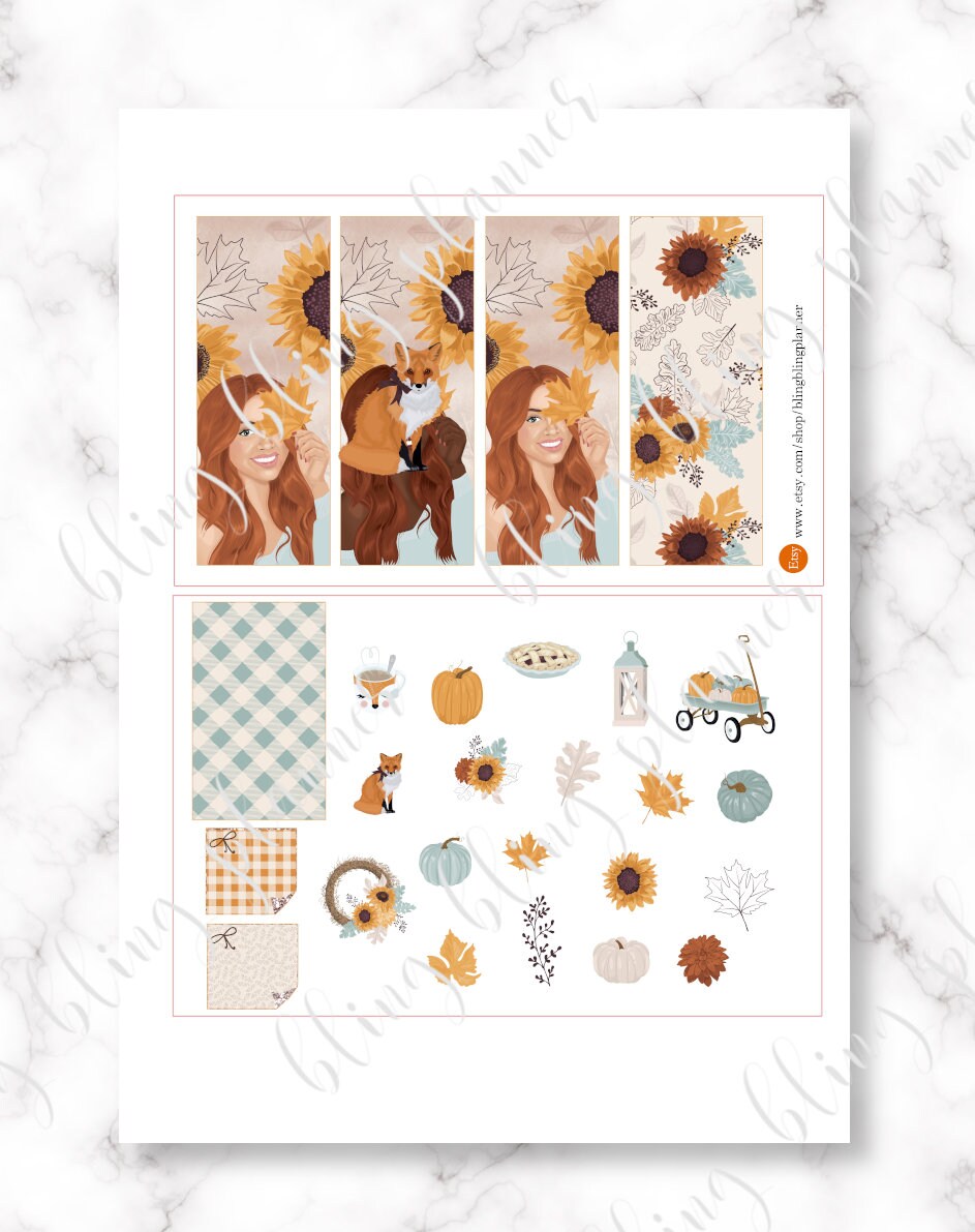 AUTUMN VIBES PLANNER Stickers, Printable Planner Sticker, Soft Fall ...