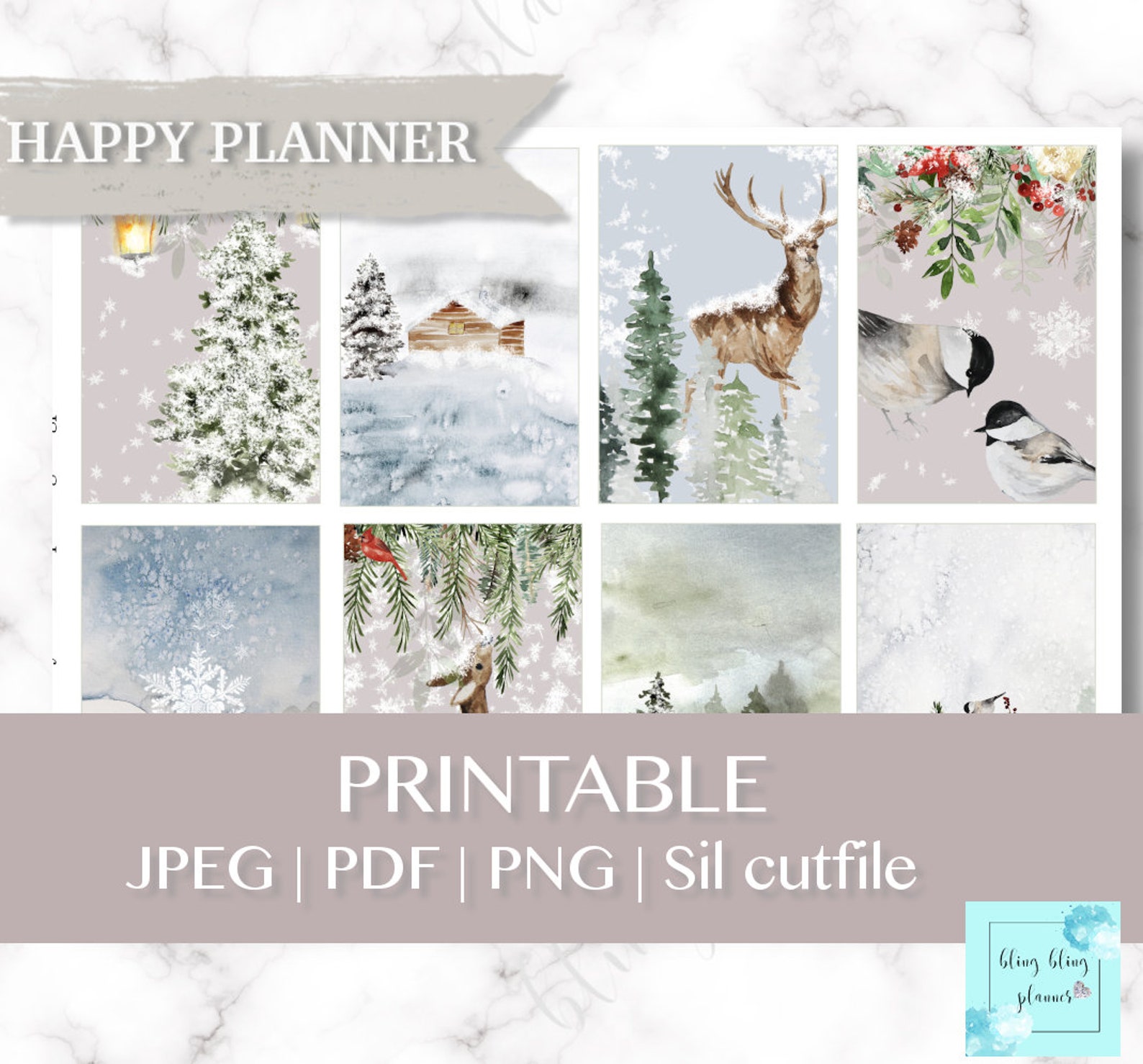 WINTER HAPPY PLANNER Stickers Snow Printable Planner - Etsy