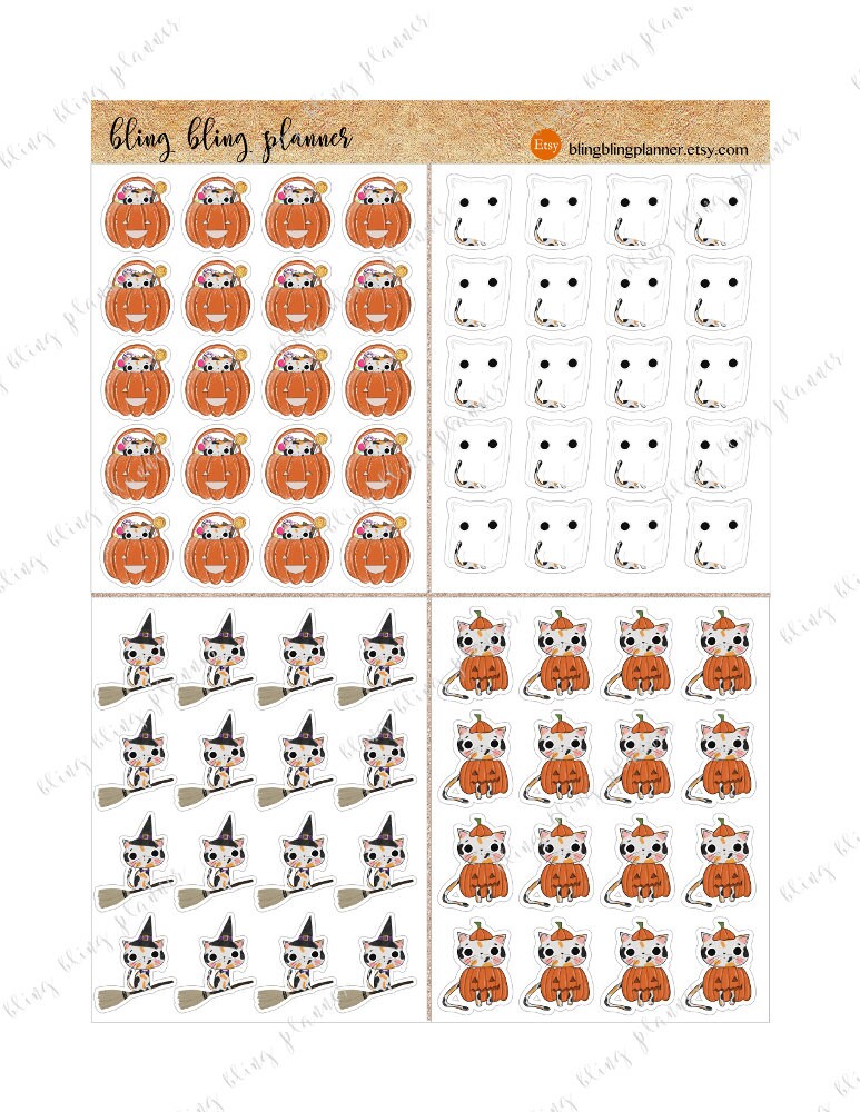 PRINTABLE HALLOWEEN Stickers Cute Halloween Deco Printable - Etsy